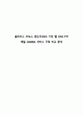 솔라리스 리눅스 윈도우2003 기반 웹 DNS FTP 메일 SAMBA 서비스 구축 비교 분석-1페이지