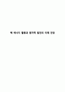 핵 에너지 활용과 원자력 발전의 미래 전망-1페이지