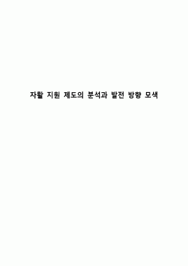 자활 지원 제도의 분석과 발전 방향 모색-1페이지
