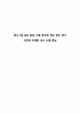 중소기업 MIS 탐방 사례 분석과 개선 방안 연구 서강대 이재범 교수 사례 중심-1페이지