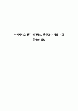 이비지니스 전자 상거래EC 중간고사 예상 시험 문제와 정답-1페이지
