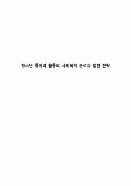 청소년 동아리 활동의 사회학적 분석과 발전 전략-1페이지