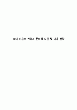 10대 미혼모 현황과 문화적 요인 및 대응 전략-1페이지