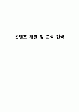 콘텐츠 개발 및 분석 전략-1페이지