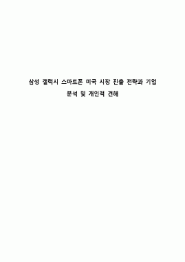 삼성 갤럭시 스마트폰 미국 시장 진출 전략과 기업 분석 및 개인적 견해-1페이지