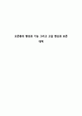 오존층의 형성과 기능 그리고 고갈 현상과 보존 대책-1페이지