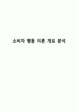 소비자 행동 이론 개요 분석-1페이지