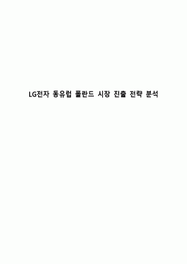LG전자 동유럽 폴란드 시장 진출 전략 분석-1페이지