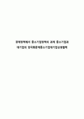 경제정책에서 중소기업정책의 과제 중소기업과 대기업의 양극화문제중소기업대기업상생협력-1페이지