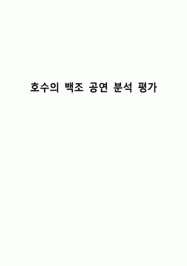호수의 백조 공연 분석 평가-1페이지