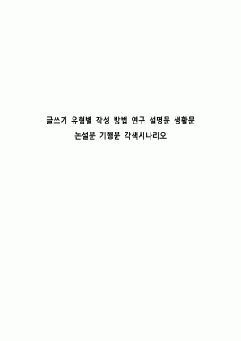글쓰기 유형별 작성 방법 연구 설명문 생활문 논설문 기행문 각색시나리오-1페이지