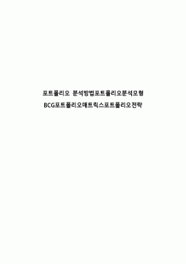포트폴리오 분석방법포트폴리오분석모형 BCG포트폴리오매트릭스포트폴리오전략-1페이지