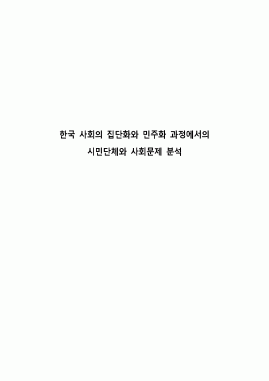 한국 사회의 집단화와 민주화 과정에서의 시민단체와 사회문제 분석-1페이지
