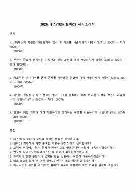 2026 테스(TES) 설비CS 자기소개서-1페이지