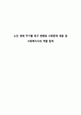 노인 생애 주기별 욕구 변화와 사회문제 대응 및 사회복지사의 역할 탐색-1페이지