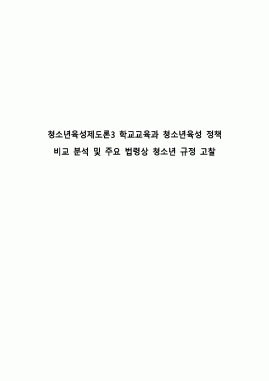 청소년육성제도론3 학교교육과 청소년육성 정책 비교 분석 및 주요 법령상 청소년 규정 고찰-1페이지