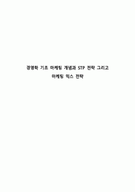 경영학 기초 마케팅 개념과 STP 전략 그리고 마케팅 믹스 전략-1페이지