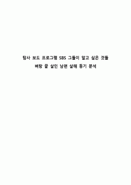 탐사 보도 프로그램 SBS 그들이 알고 싶은 것들 벼랑 끝 살인 남편 살해 동기 분석-1페이지