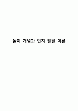 놀이 개념과 인지 발달 이론-1페이지