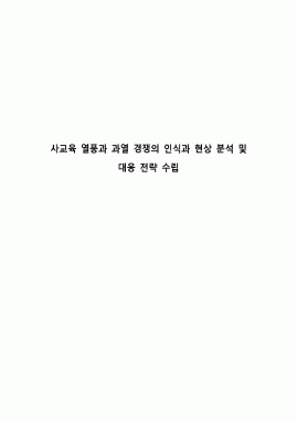 사교육 열풍과 과열 경쟁의 인식과 현상 분석 및 대응 전략 수립-1페이지