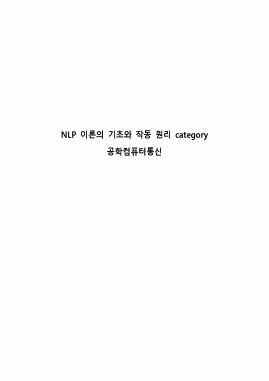 NLP 이론의 기초와 작동 원리 category 공학컴퓨터통신-1페이지