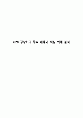 G20 정상회의 주요 내용과 핵심 의제 분석-1페이지