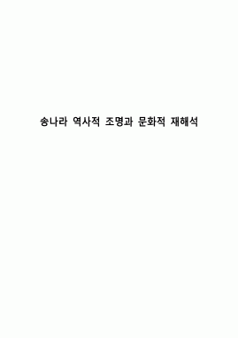 송나라 역사적 조명과 문화적 재해석-1페이지