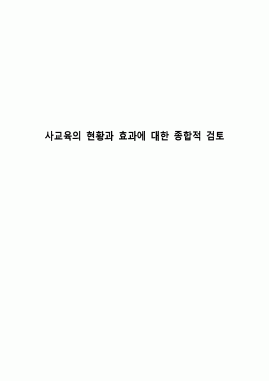 사교육의 현황과 효과에 대한 종합적 검토-1페이지