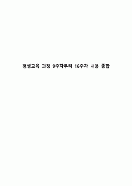 평생교육 과정 9주차부터 16주차 내용 종합-1페이지