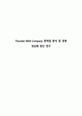 Thunder Wild Company 문제점 분석 및 경영 정상화 방안 연구-1페이지