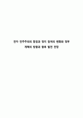 전자 민주주의의 등장과 정치 참여의 변화와 정부 개혁의 방향과 향후 발전 전망-1페이지
