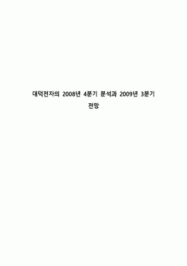 대덕전자의 2008년 4분기 분석과 2009년 3분기 전망-1페이지
