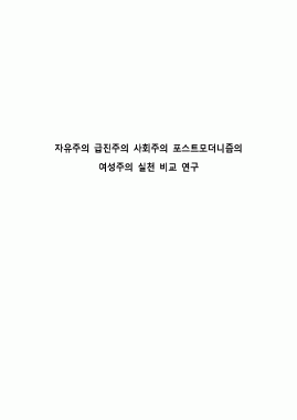 자유주의 급진주의 사회주의 포스트모더니즘의 여성주의 실천 비교 연구-1페이지