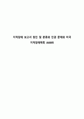 지적장애 보고서 원인 및 분류와 인권 문제와 미국 지적장애학회 AAMR-1페이지
