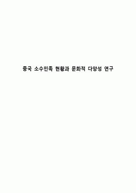 중국 소수민족 현황과 문화적 다양성 연구-1페이지
