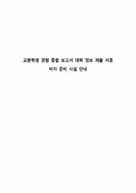 교환학생 경험 종합 보고서 대학 정보 제출 서류 비자 준비 시설 안내-1페이지