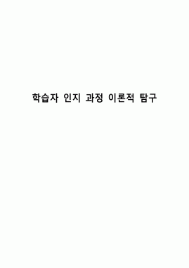 학습자 인지 과정 이론적 탐구-1페이지