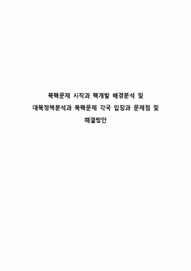 북핵문제 시작과 핵개발 배경분석 및 대북정책분석과 북핵문제 각국 입장과 문제점 및 해결방안-1페이지