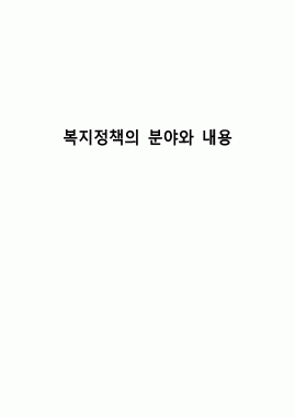 복지정책의 분야와 내용-1페이지