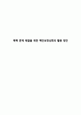 북핵 문제 해결을 위한 핵안보정상회의 활용 방안-1페이지