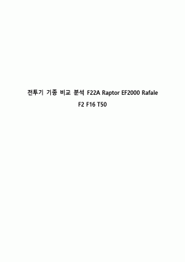 전투기 기종 비교 분석 F22A Raptor EF2000 Rafale F2 F16 T50-1페이지