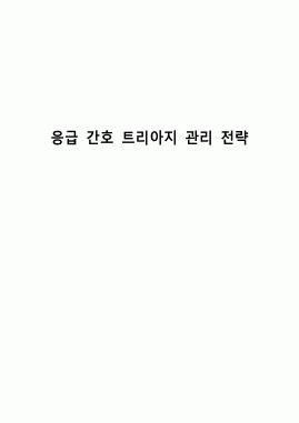 응급 간호 트리아지 관리 전략-1페이지