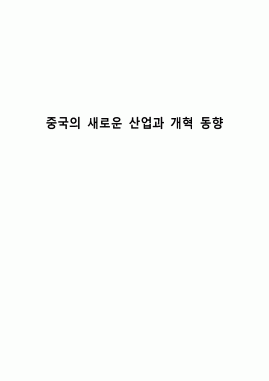 중국의 새로운 산업과 개혁 동향-1페이지