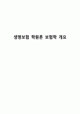 생명보험 학원론 보험학 개요-1페이지
