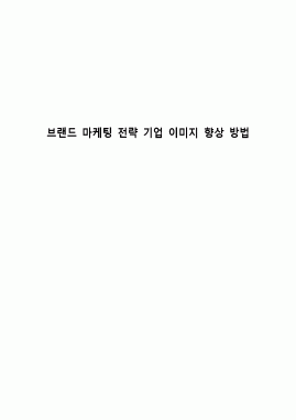 브랜드 마케팅 전략 기업 이미지 향상 방법-1페이지