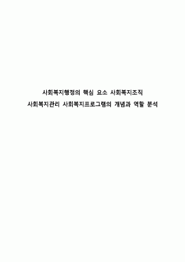 사회복지행정의 핵심 요소 사회복지조직 사회복지관리 사회복지프로그램의 개념과 역할 분석-1페이지