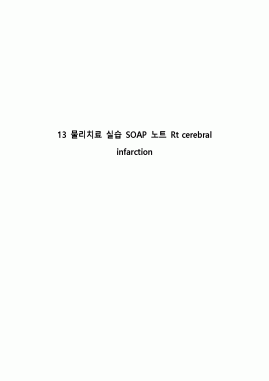 13 물리치료 실습 SOAP 노트 Rt cerebral infarction-1페이지