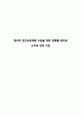 영아반 연간보육계획 수립을 위한 연령별 원리와 소주제 선정 기준-1페이지