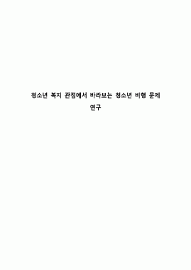 청소년 복지 관점에서 바라보는 청소년 비행 문제 연구-1페이지