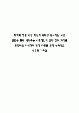 목회학 영혼 사랑 사랑의 위대성 용서하는 사랑 연합을 통해 세워주는 사랑타인의 삶에 참여 차이를 인정하고 이해하며 참여 타인을 영적 성숙에로 세우줌 기독교-1페이지
